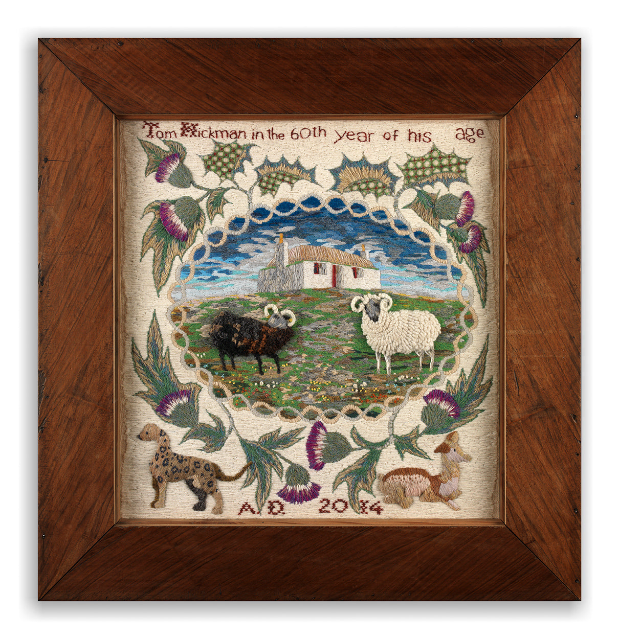 Crofter’s Sheep Sampler with Thistle Surround – Robert Young Antiques