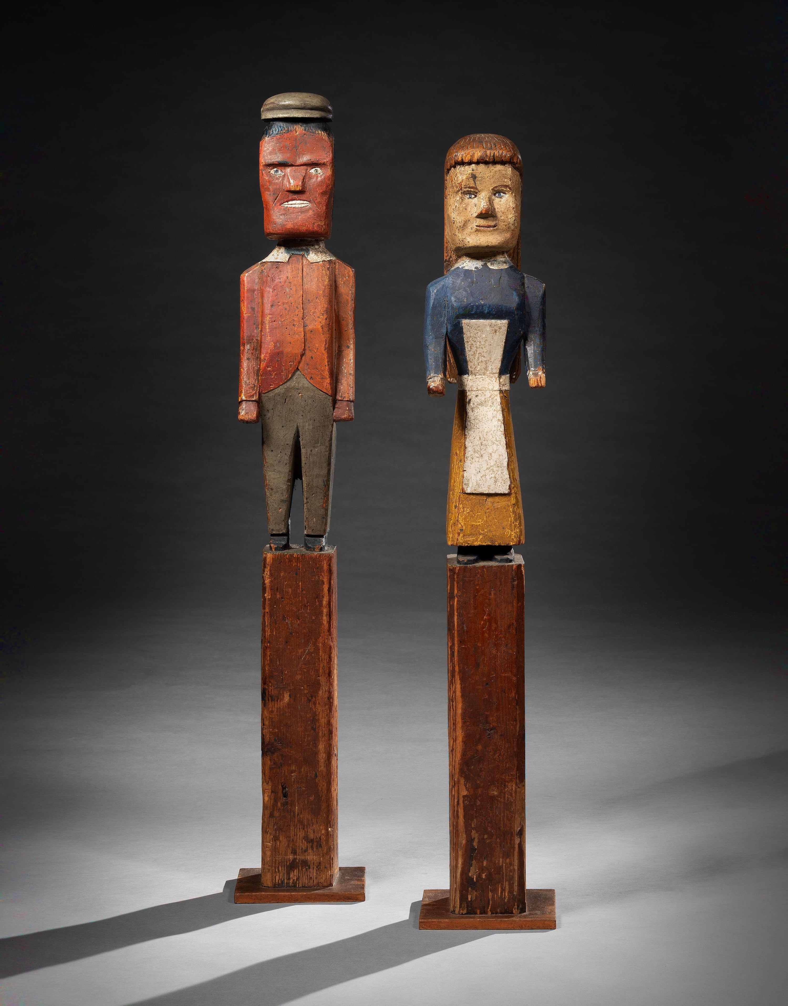Distinctive Pair of Sculptural Primitive Figures – Robert Young Antiques