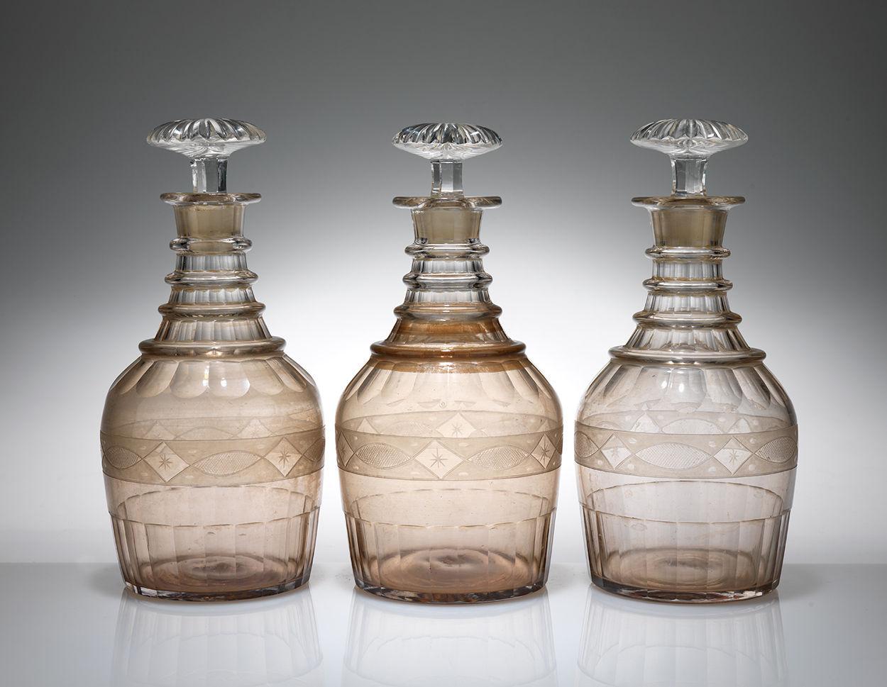Large Cut Glass Decorated Wine Decanters – Robert Young Antiques