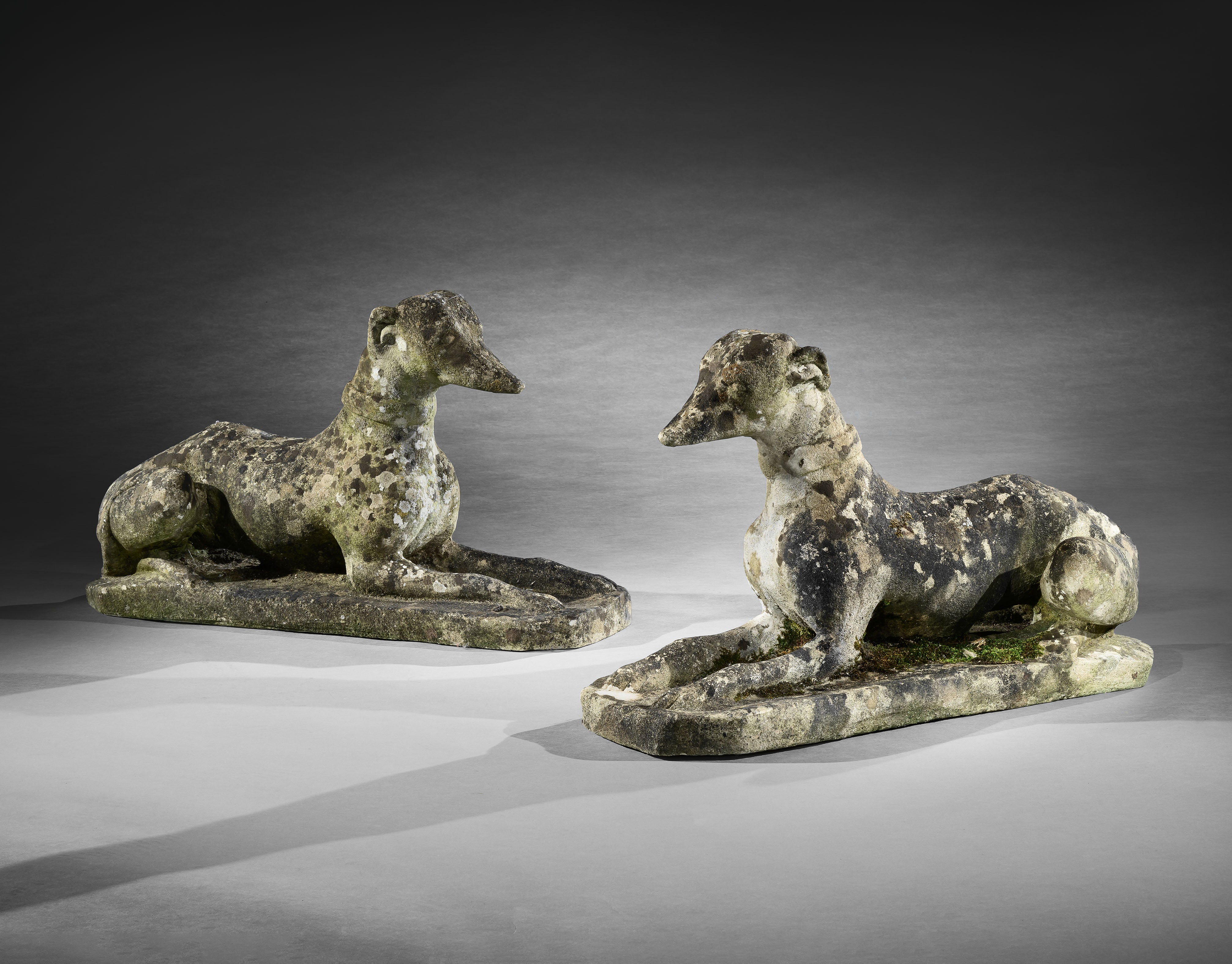 Dignified Pair of Regency Style Recumbent Whippets – Robert Young Antiques
