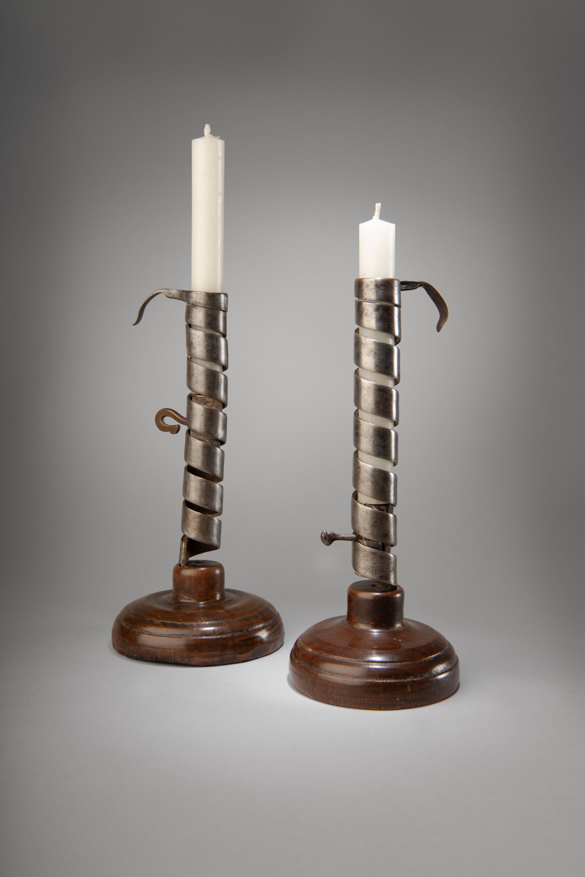 Two Graphic Provincial Spiral Candlesticks - Robert Young Antiques