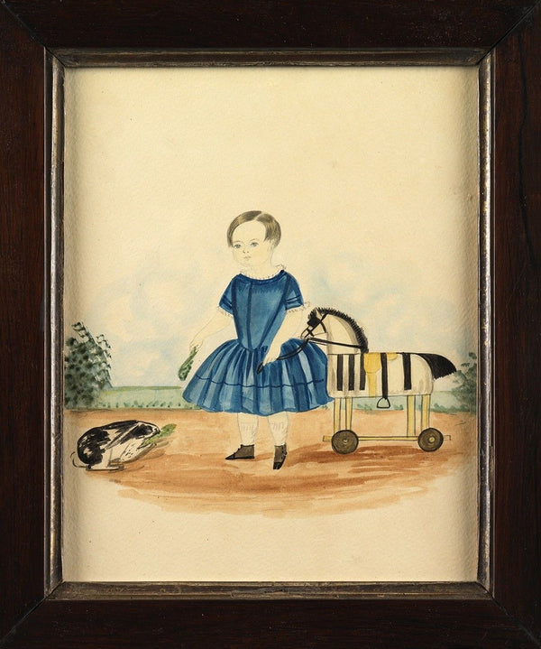 Child with Toy Horse and Pet Rabbit - Robert Young Antiques